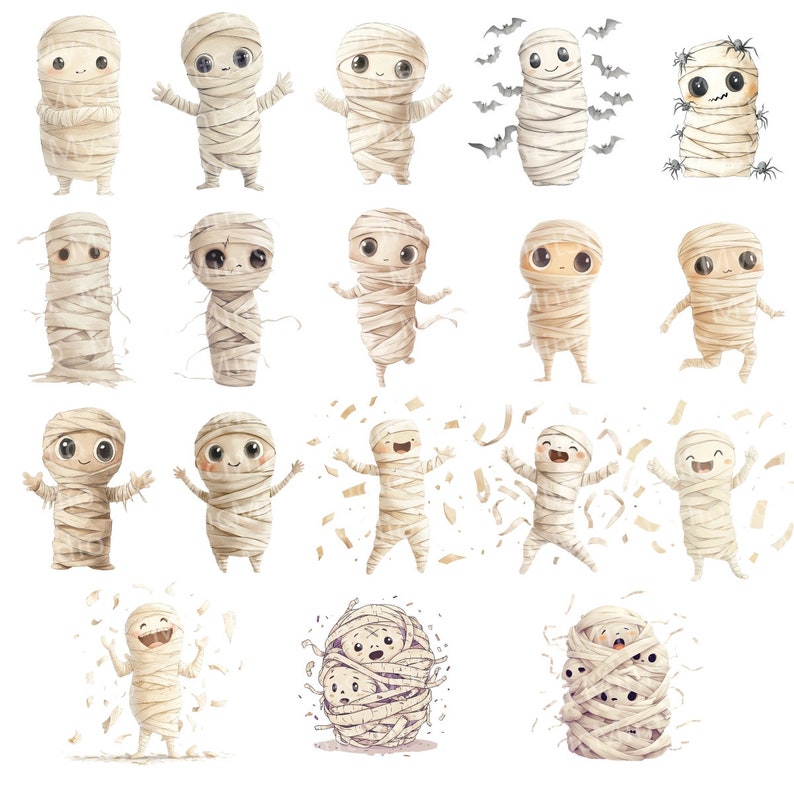 Halloween Mummy Clipart - Cute Mummy Clipart - Spooky Mummy Art - Kids ...