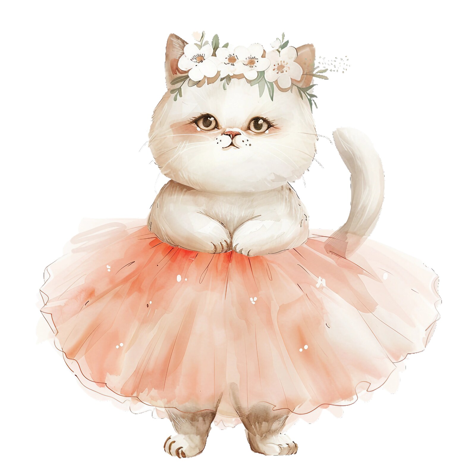 Ballerina Cats Watercolor Cute Cat Kitties in Tutus Clipart30 High ...
