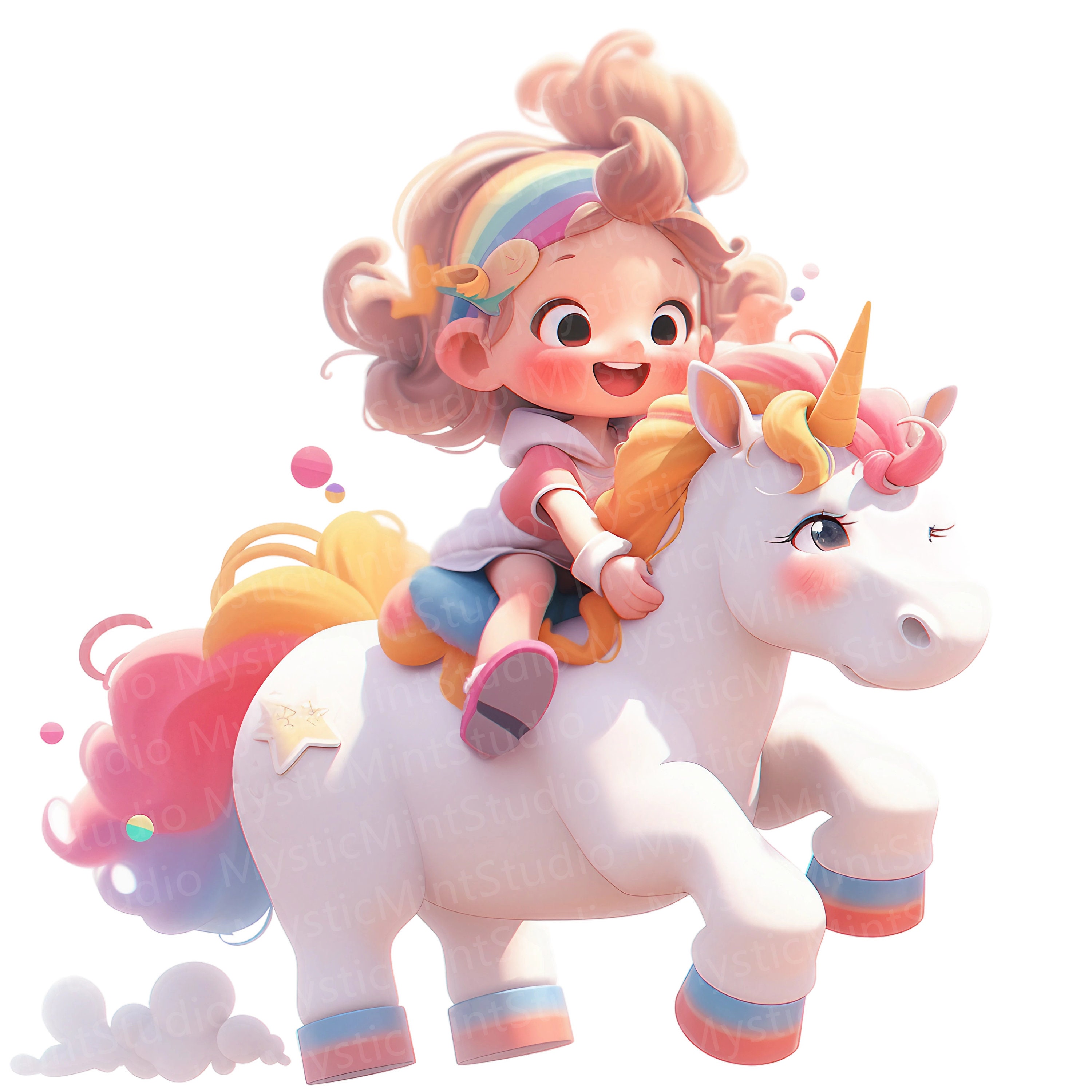 Cute Unicorn and Girl Clipart , Wall Art, Nursery Decor, Birthday Gift ...