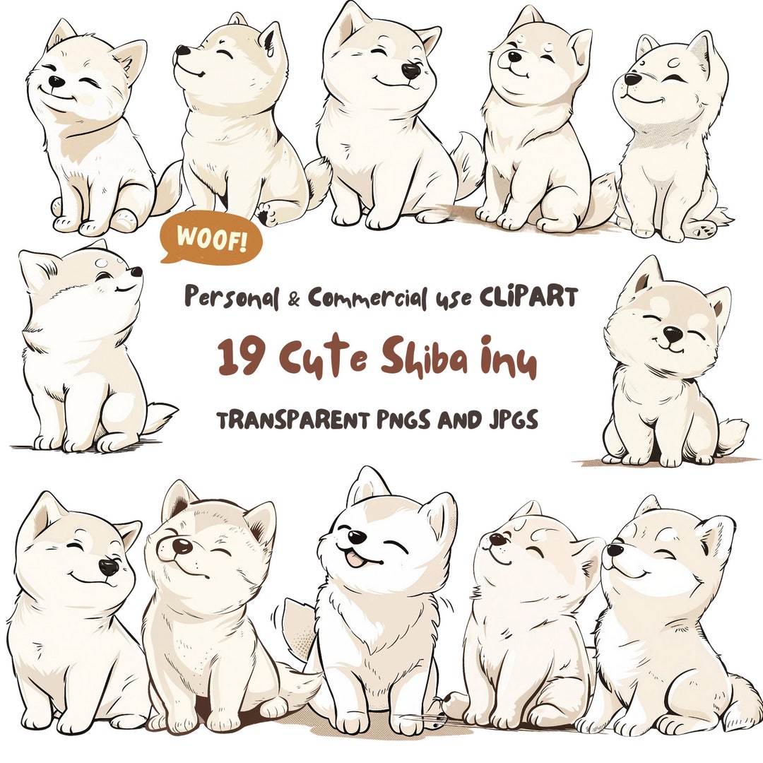 Shiba Inu Dog Clipart|19 High-quality PNG and JPG Files|sublimation ...