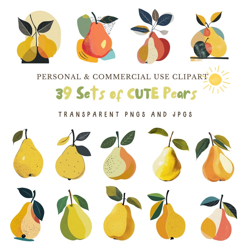 Pear Fruit Clipart|39 High-quality Pngs and Jpgs|sublimation,digital ...