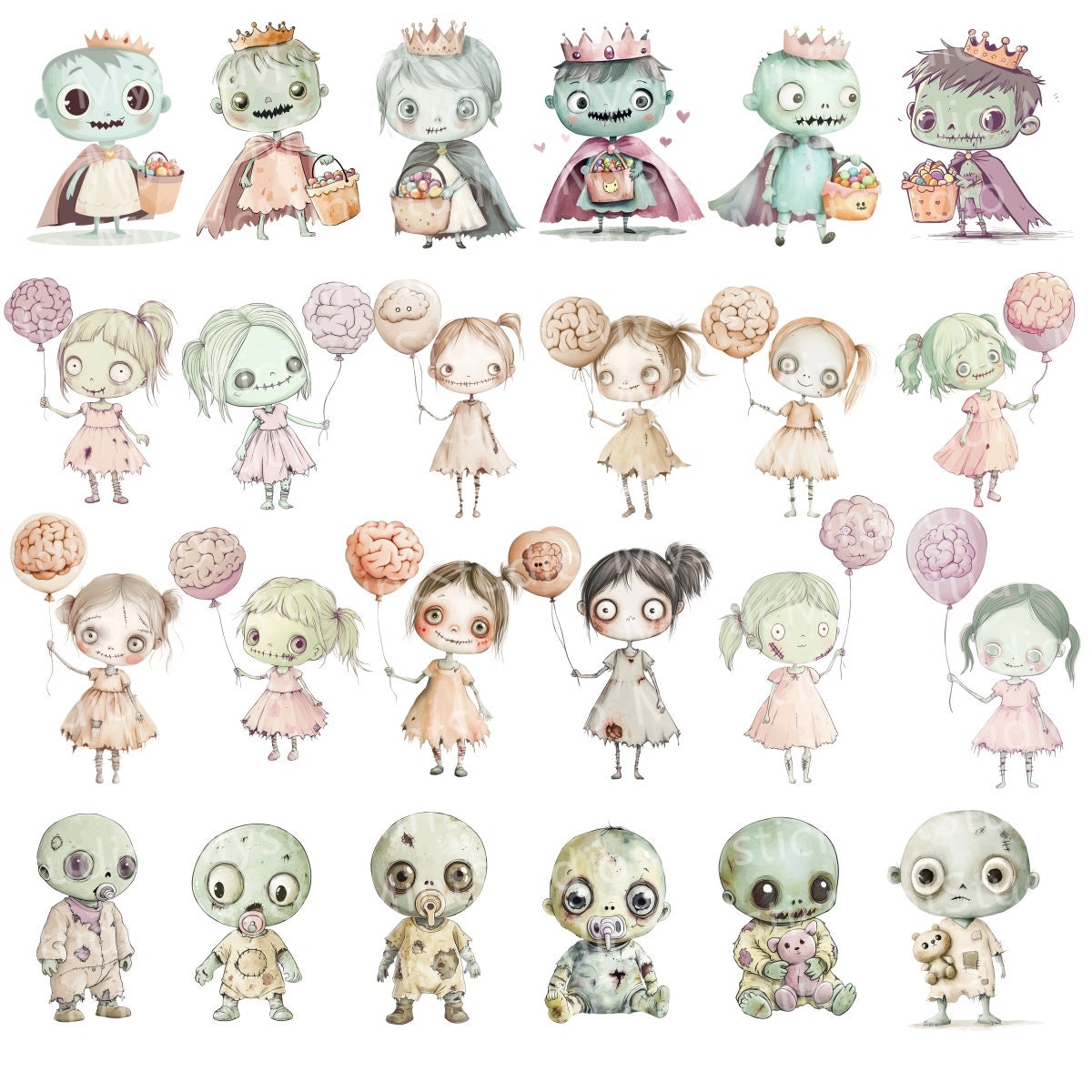 Cute Zombie Clipart - Halloween Zombie Clipart - Zombie Party Clipart ...