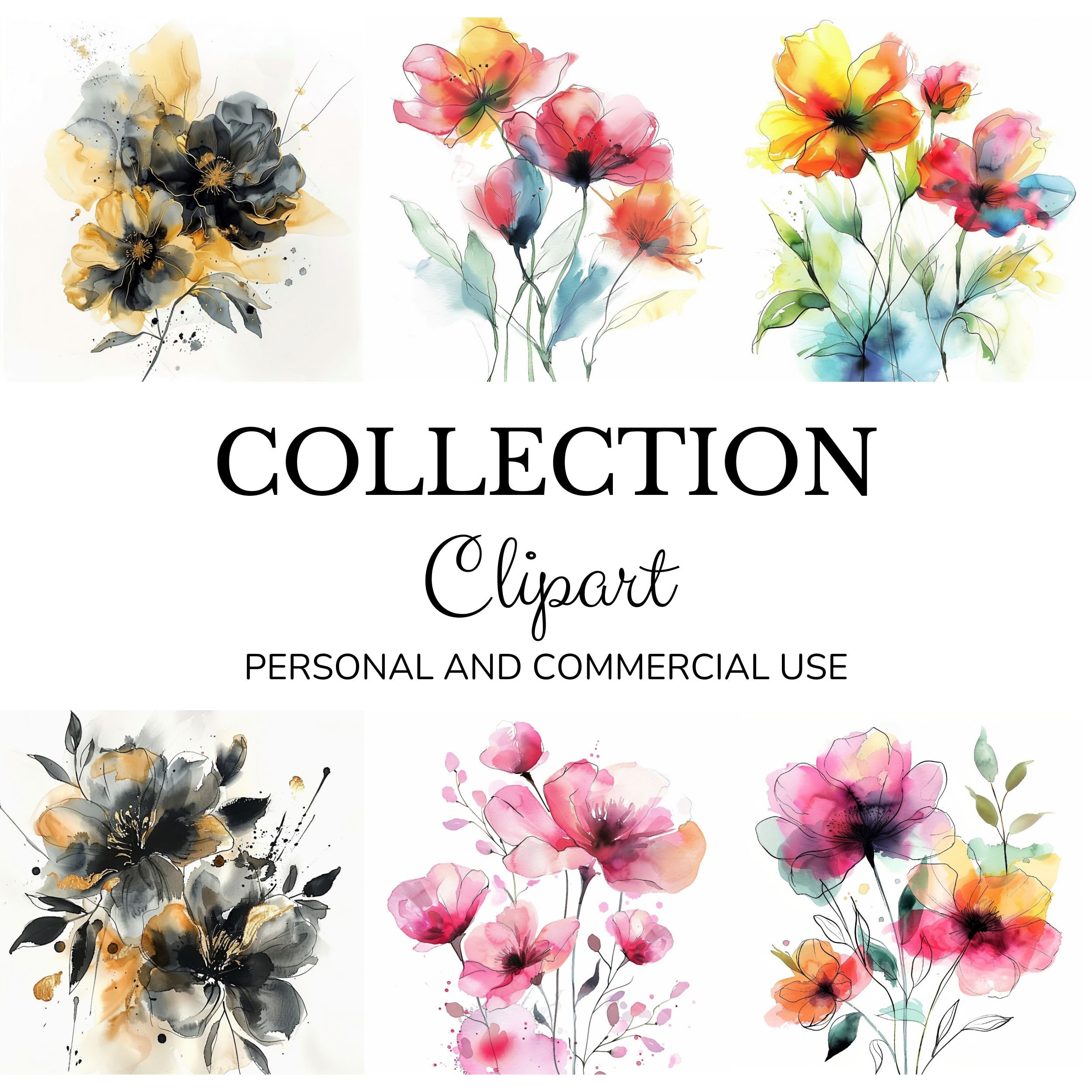 22 High-resolution Jpgs Watercolor Flower Digital Download for Crafting ...