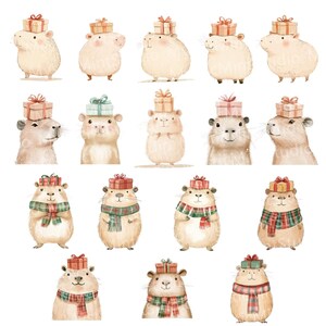 Christmas Capybara Clipart | Cute Capybara Clipart | Festive Capybara ...