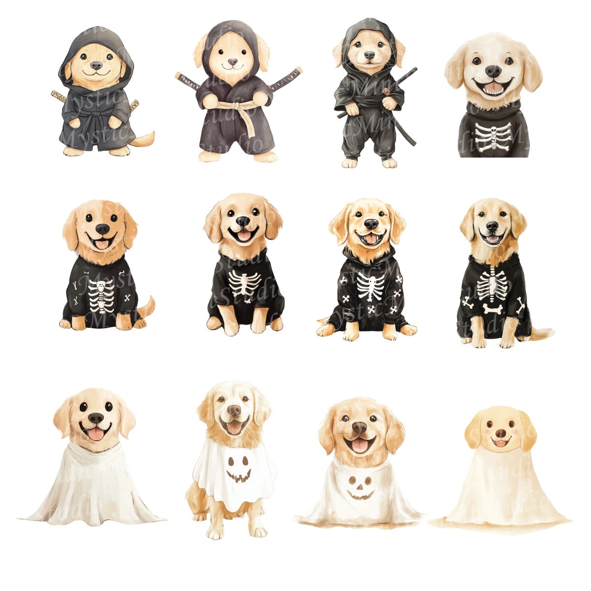 Halloween Dog Clipart | Golden Retriever Clipart | Dog Costume Clipart ...