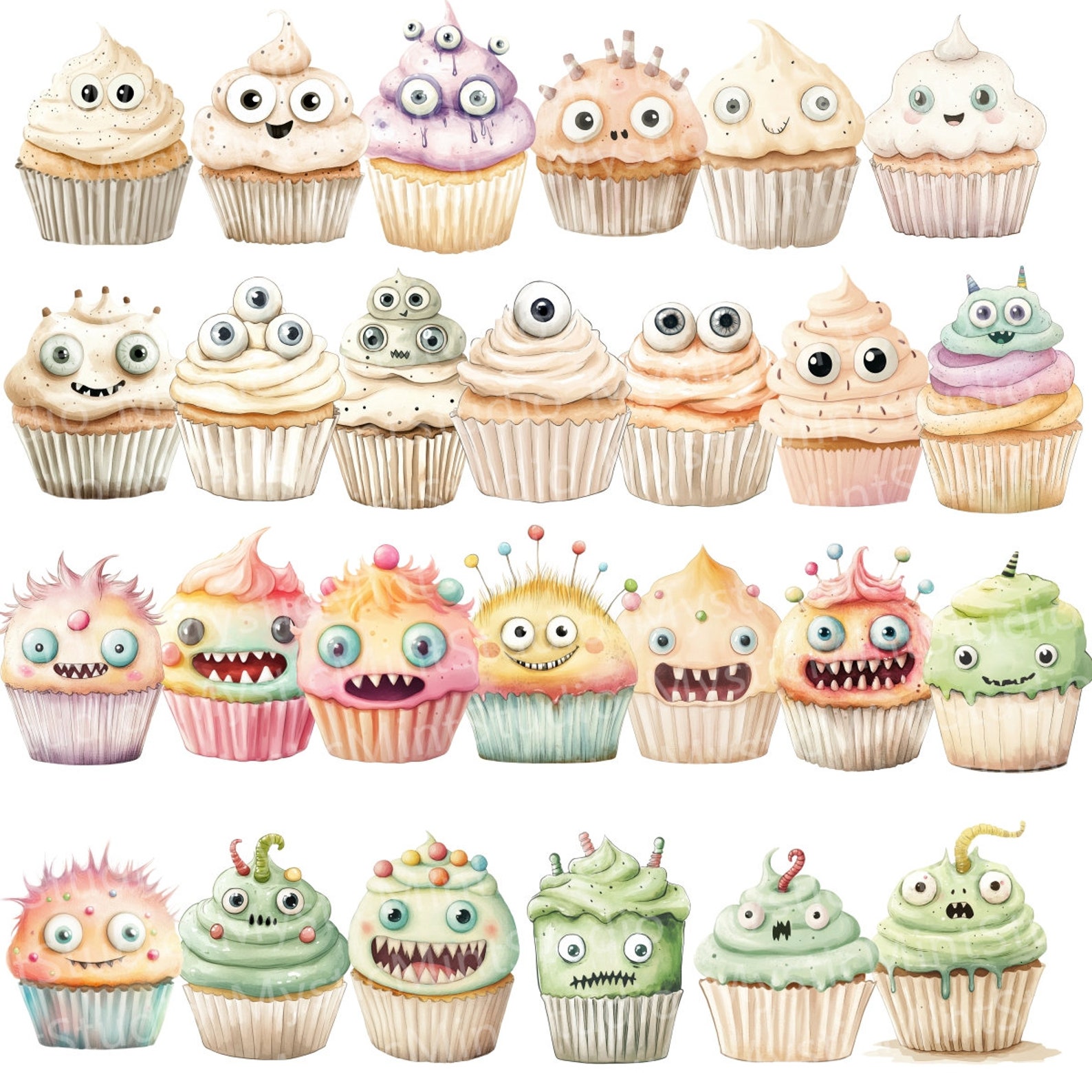 Halloween Cupcake Clipart, Cute Halloween Clipart, Halloween Dessert ...