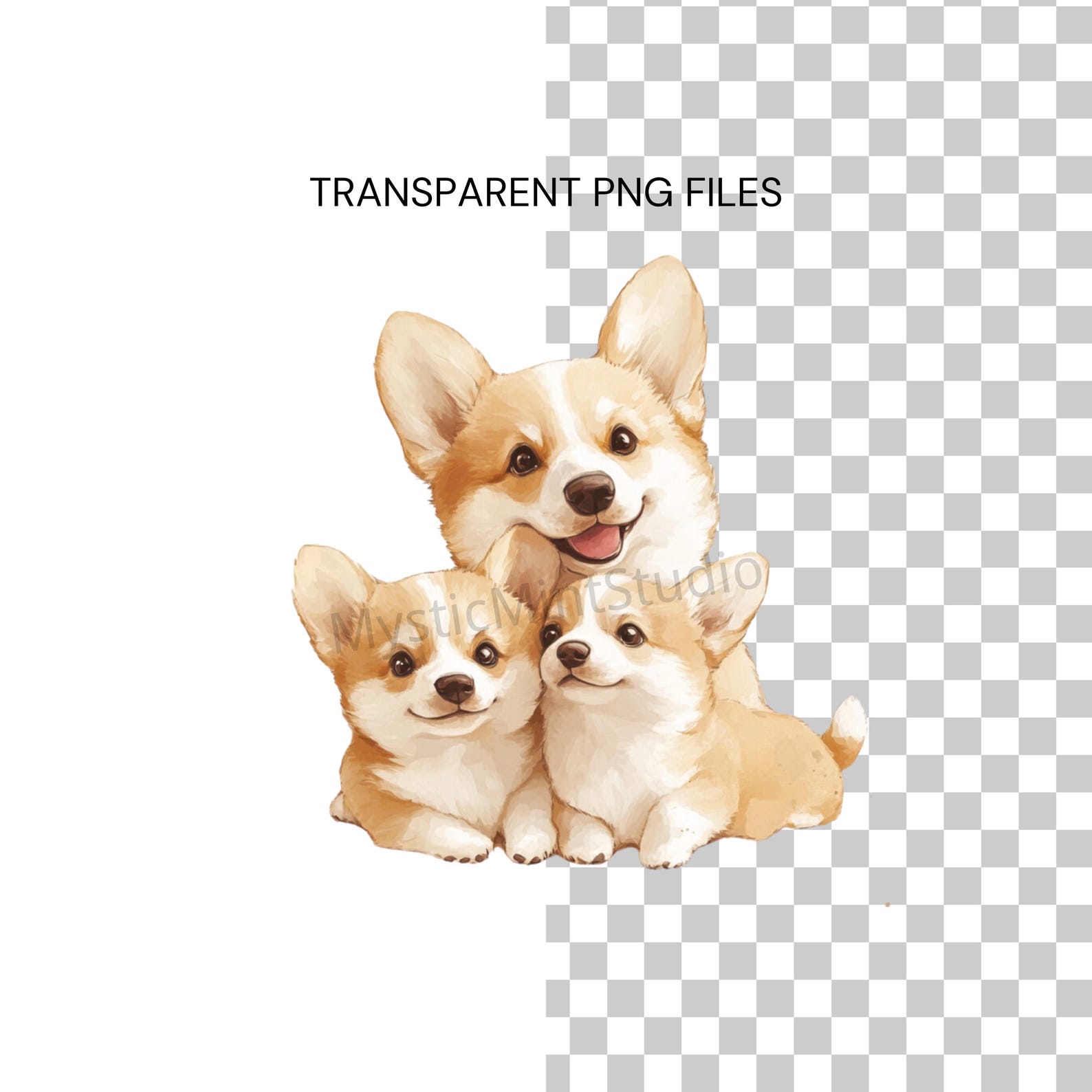 Cute Corgi Clipart Bundle | Watercolor Corgi Clipart L Cute Dog Clipart ...