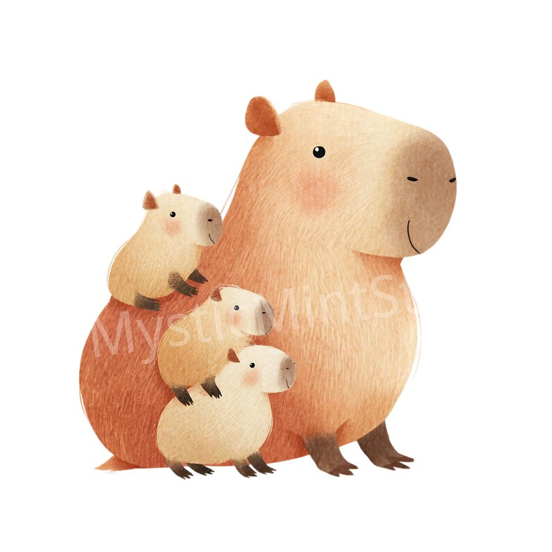 Cute Capybara Clipart Bundle | Capybara Nursery Art L Capybara Baby ...