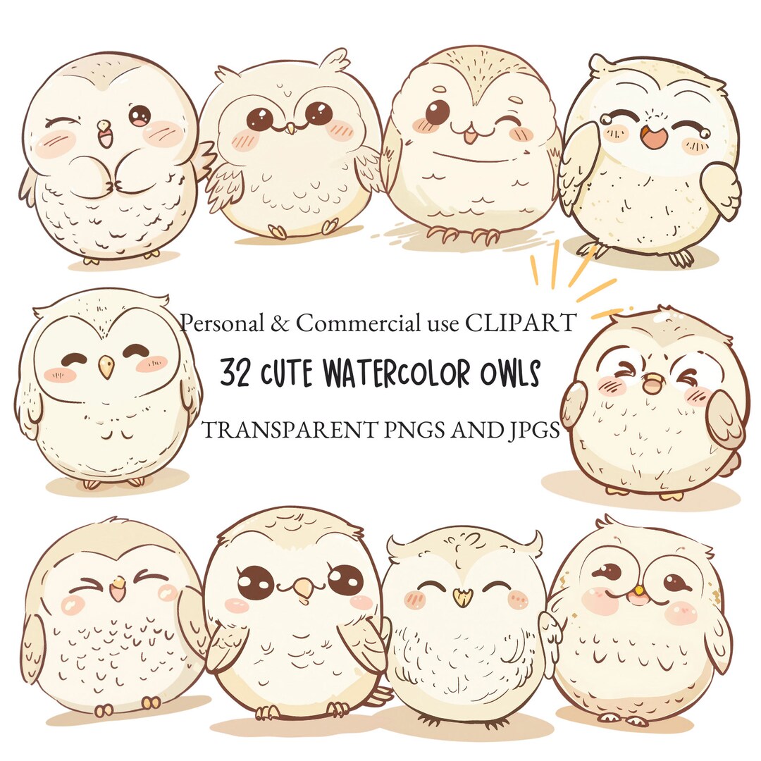 Watercolor Cute Owl Clipart Bird Clipart|nursery Clipart, Crafts and ...