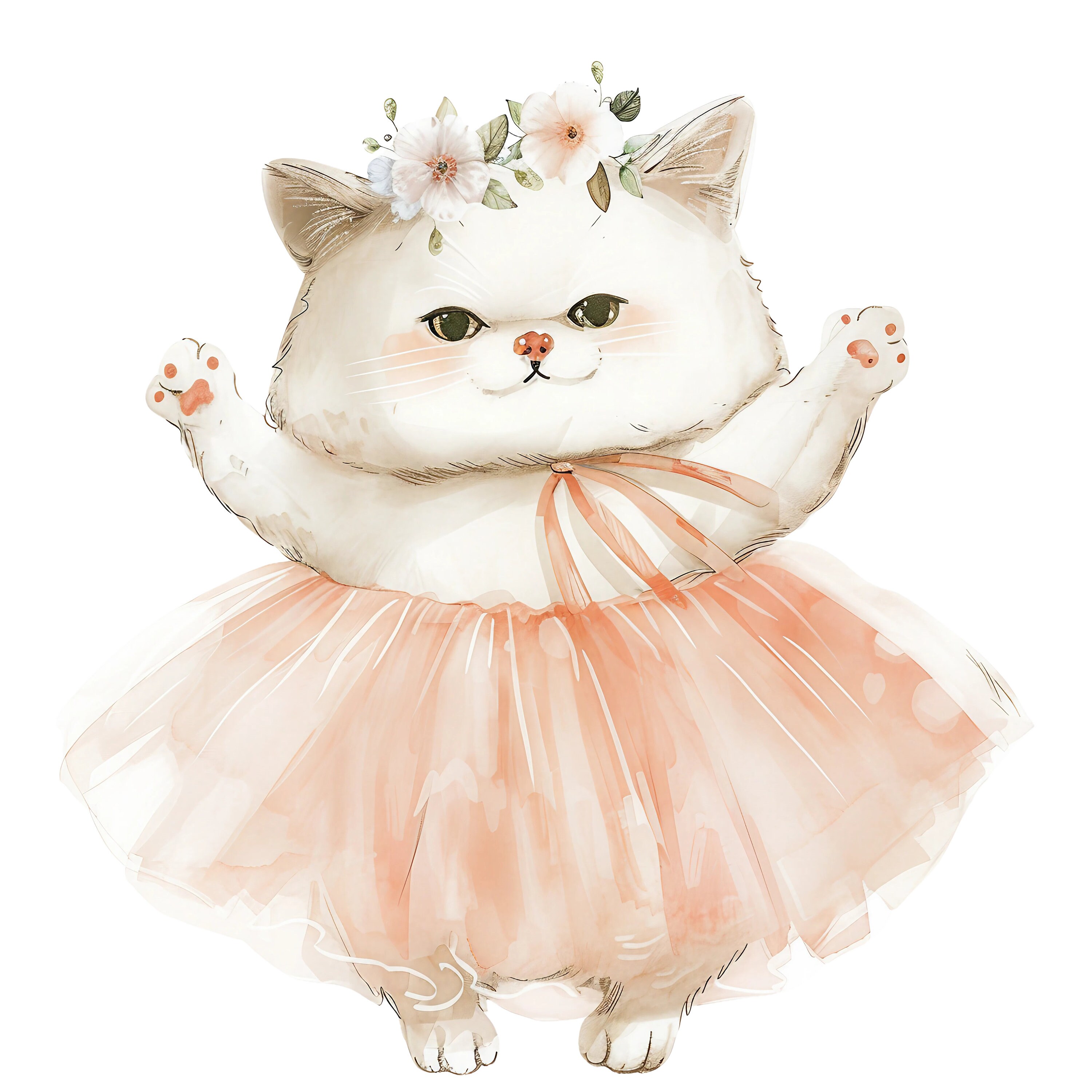Ballerina Cats Watercolor Cute Cat Kitties in Tutus Clipart|30 High ...