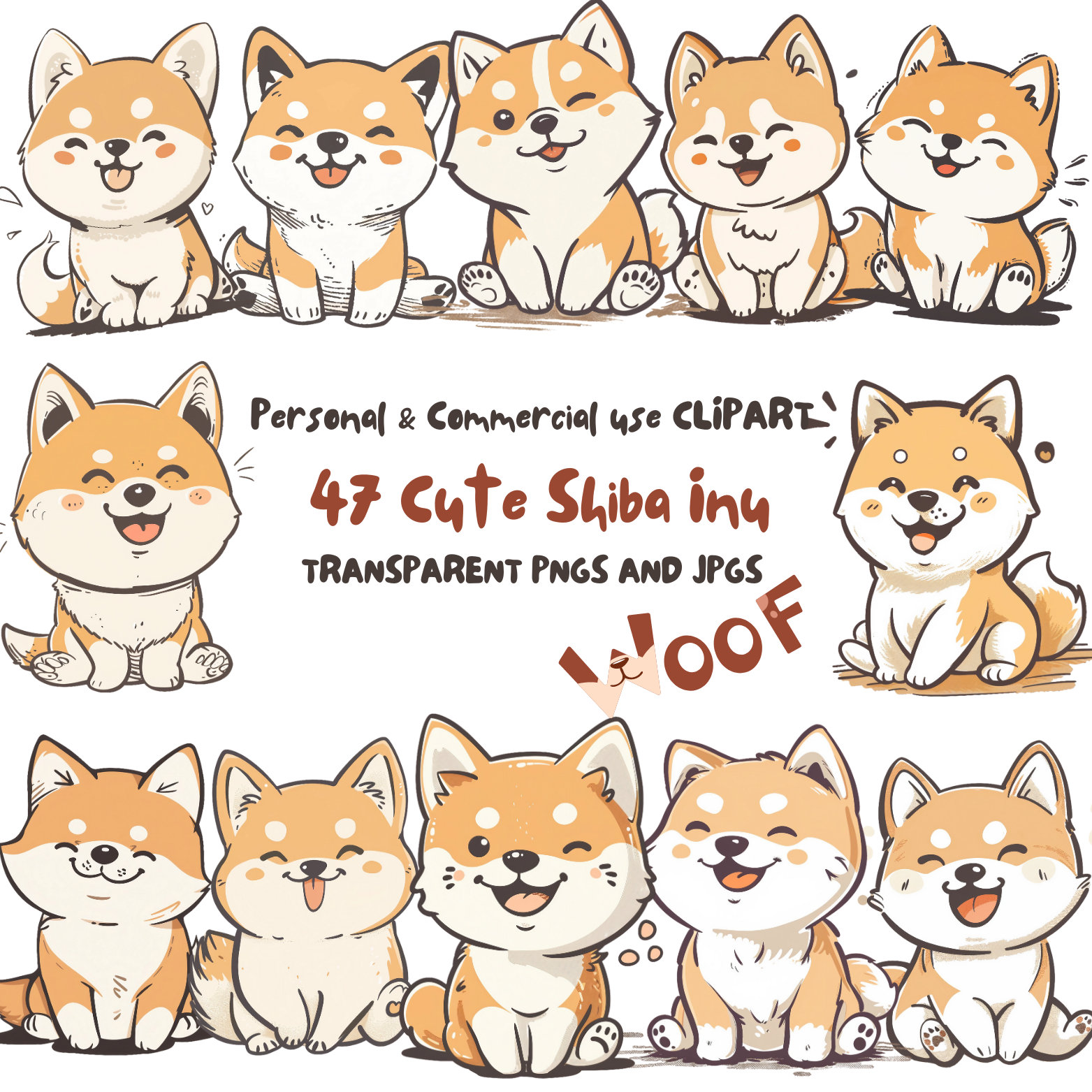 Shiba Inu Dog Clipart47 High-quality PNG and JPG Filessublimation ...
