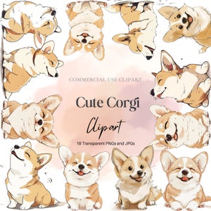 Cute Corgi Collection: High-quality PNG JPG Digital Bundle of 18 Corgi ...