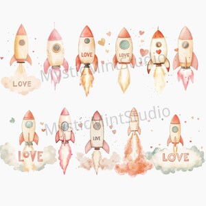 Watercolor Valentines Clipart | Cute Astronaut Clipart | Romantic Space ...