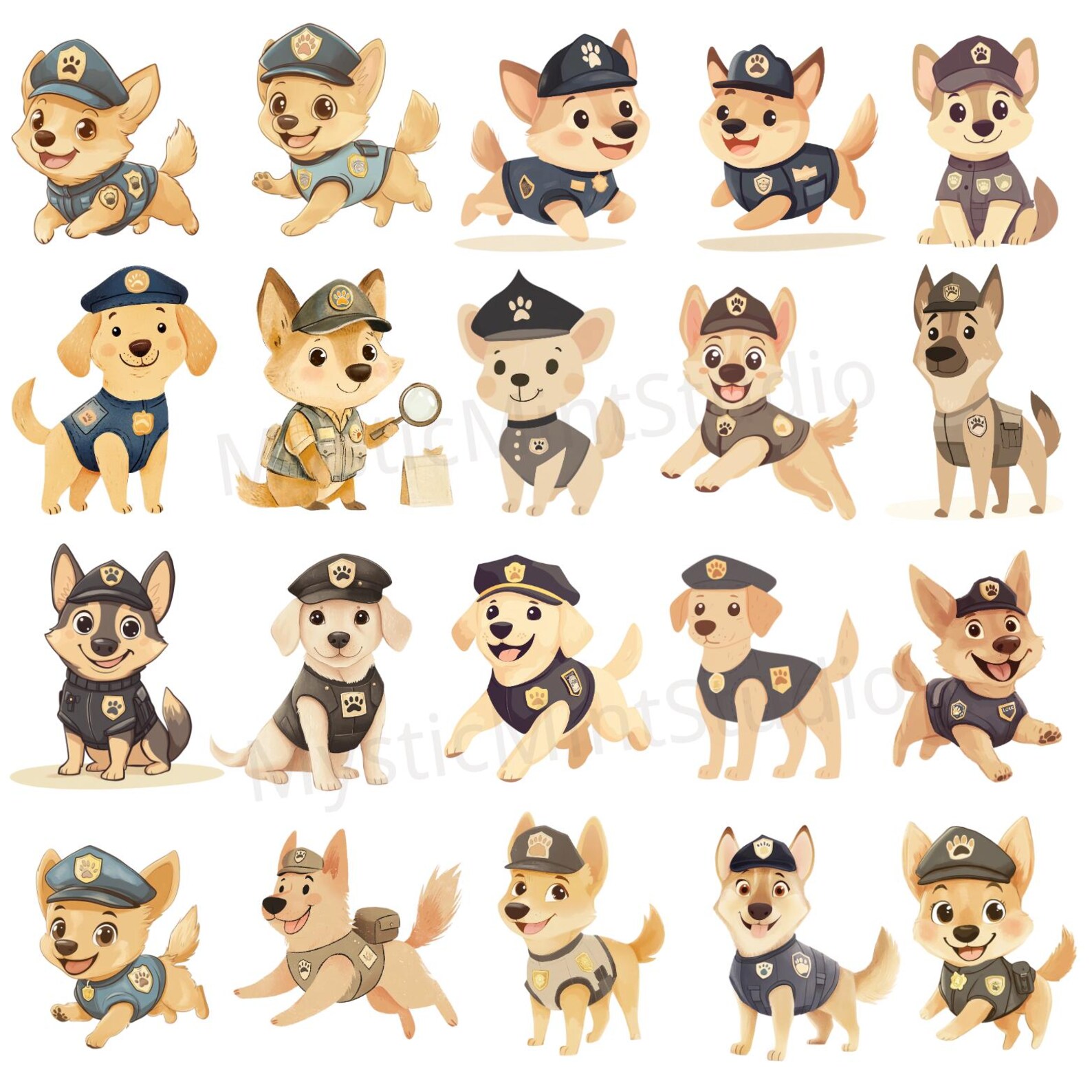 Police Dog Clipart | Cute Dog Clipart L K9 Clipart L Dog and Police ...