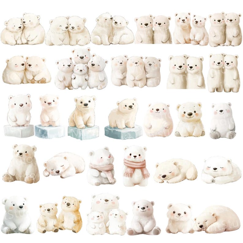 Arctic Animals Watercolor Clipart | Polar Animals Clipart | Winter ...