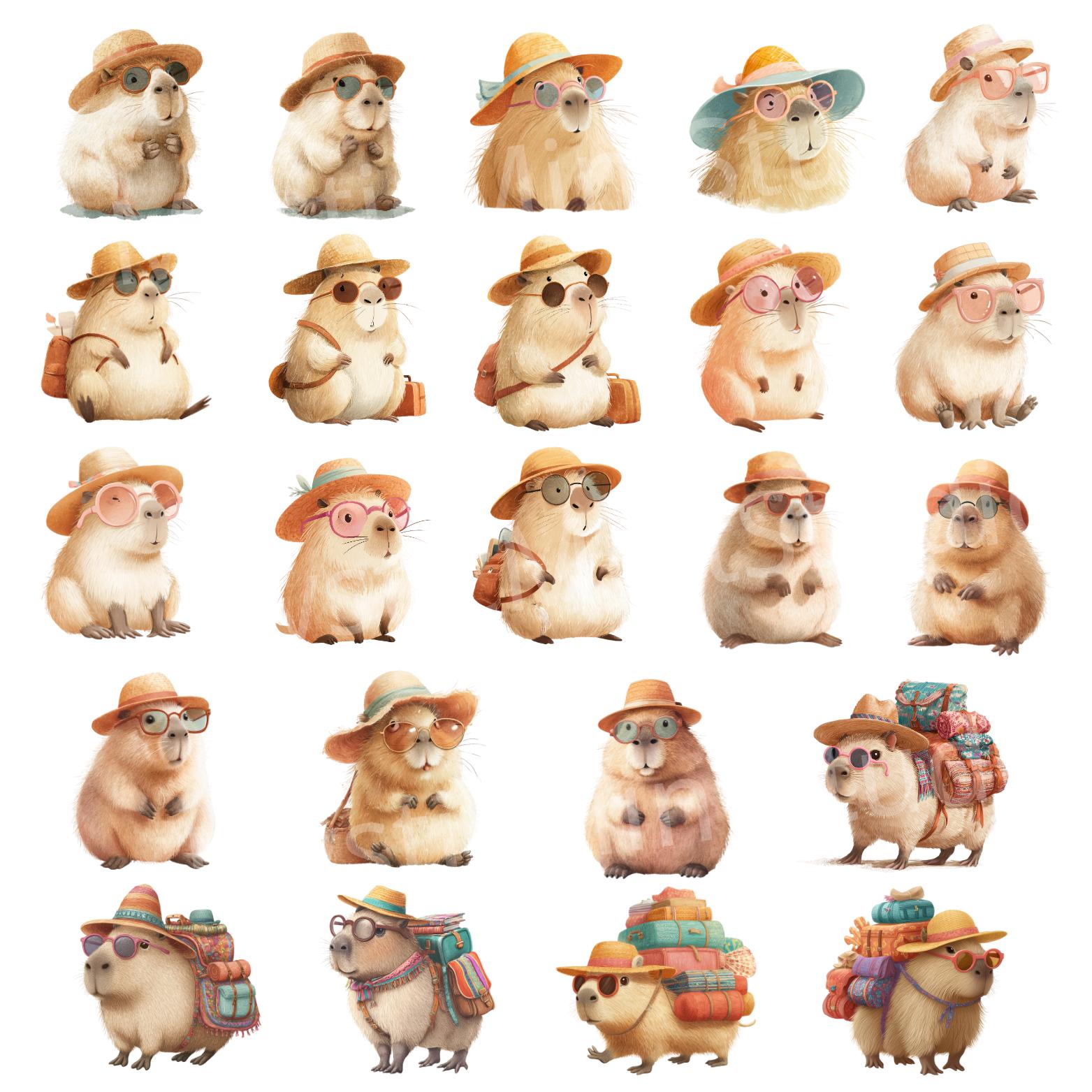 Cute Watercolor Capybara Clipart Bundle | Capybara Nursery Art L ...