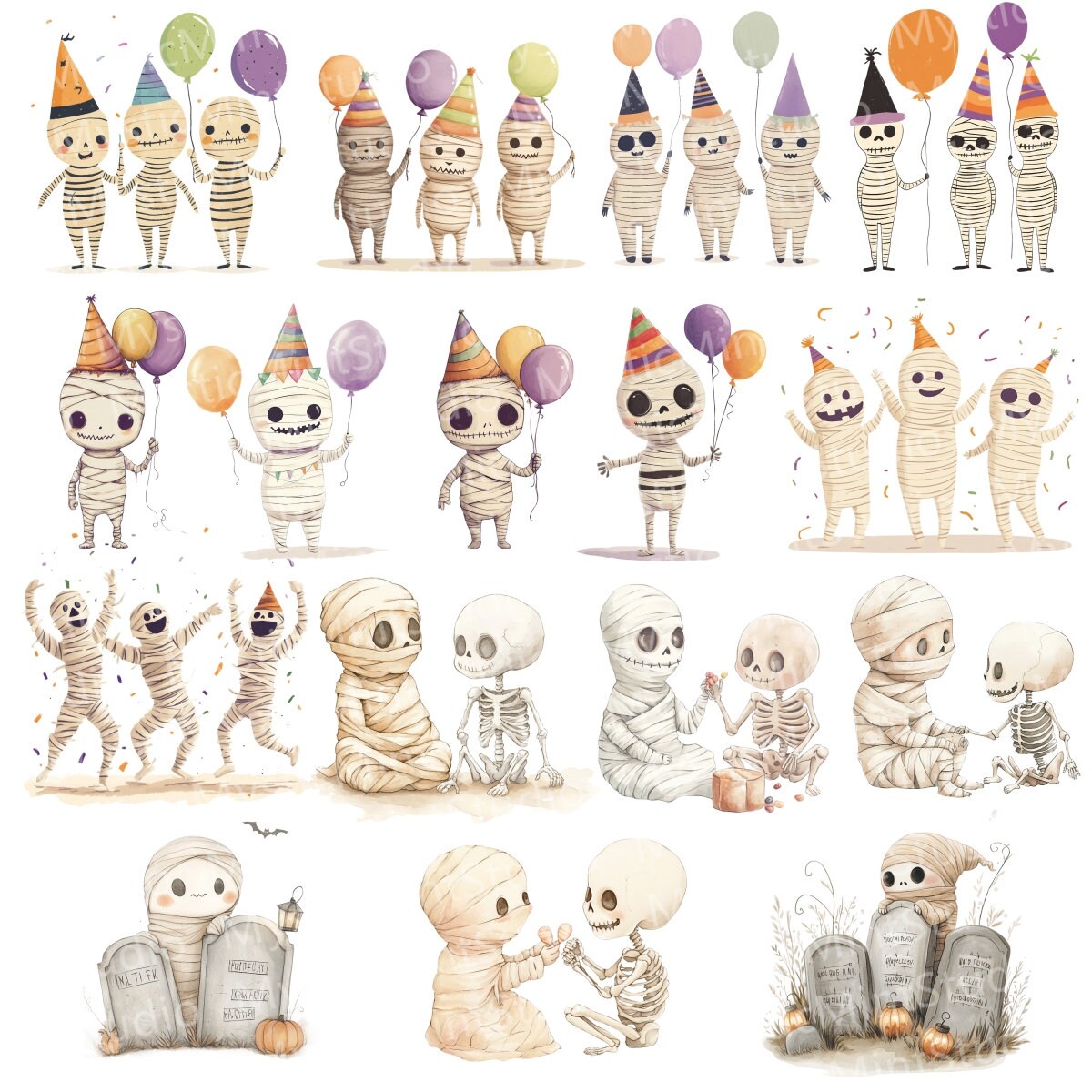 Halloween Mummy Clipart - Cute Mummy Clipart - Spooky Mummy Art - Kids ...