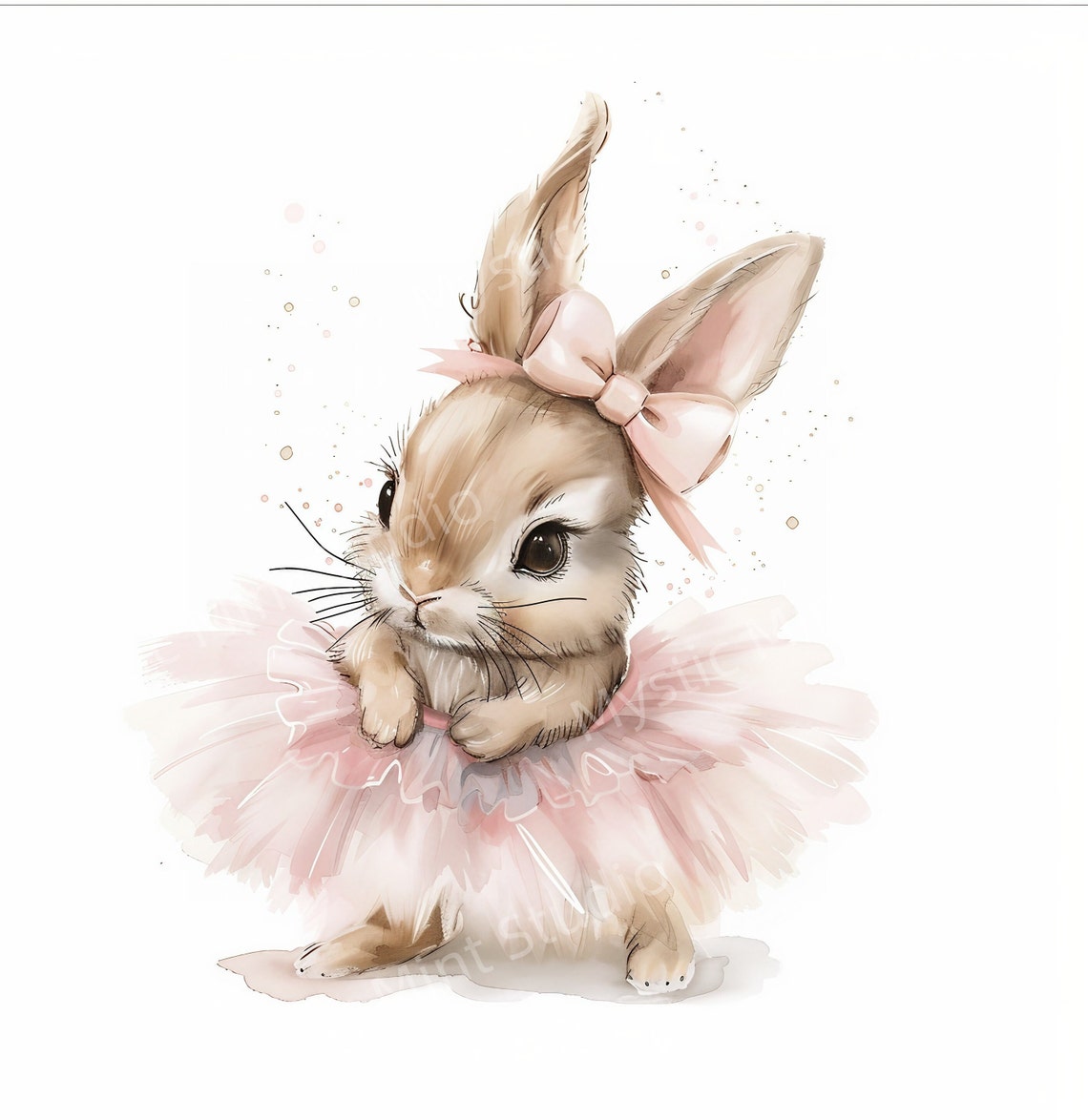 Ballerina Bunny Watercolor Cute Bunnies in Tutus Clipart 35 High ...