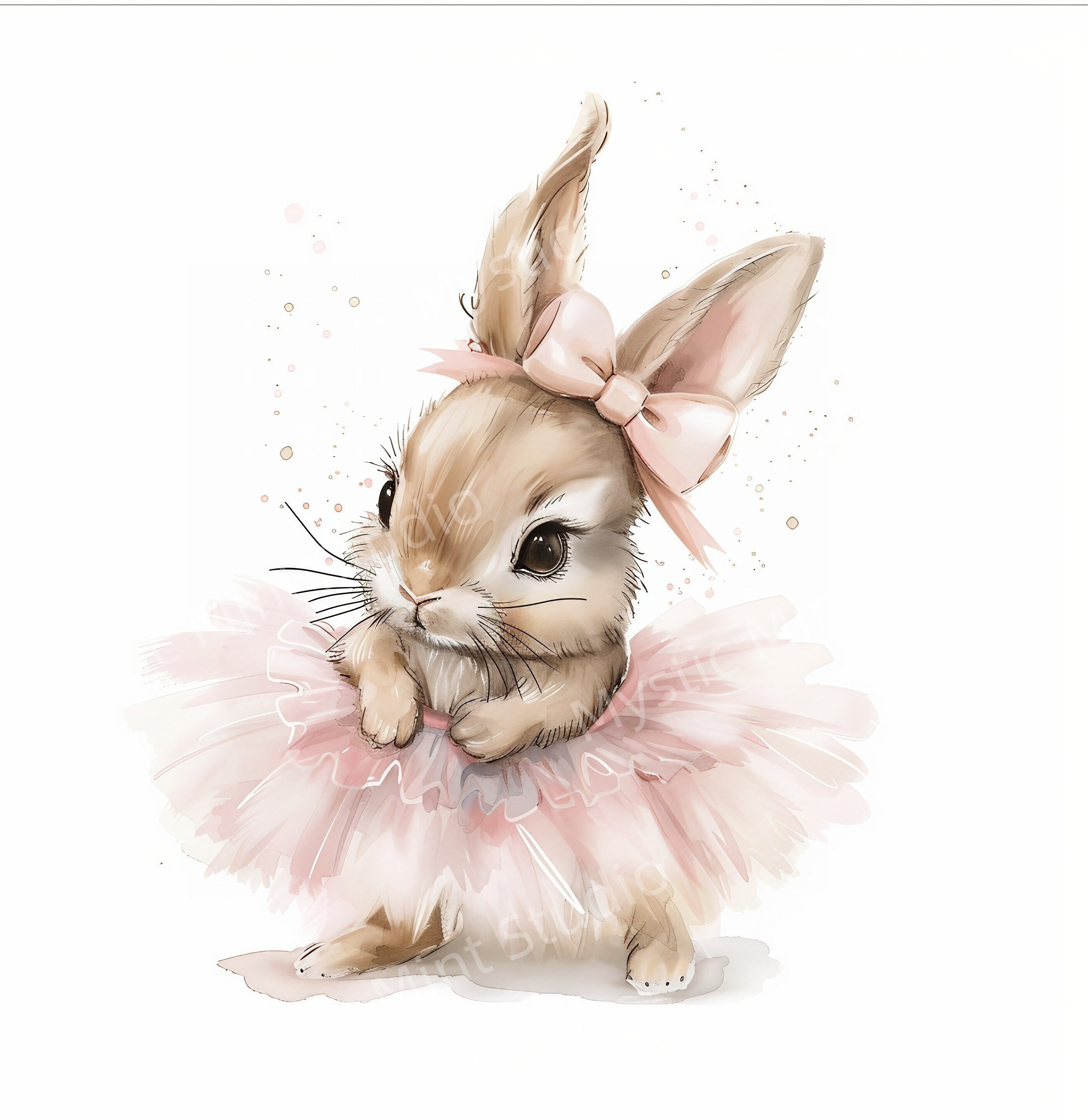 Ballerina Bunny Watercolor Cute Bunnies in Tutus Clipart 35 High ...