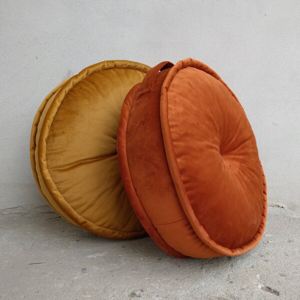 Round Velvet Cushion - Etsy