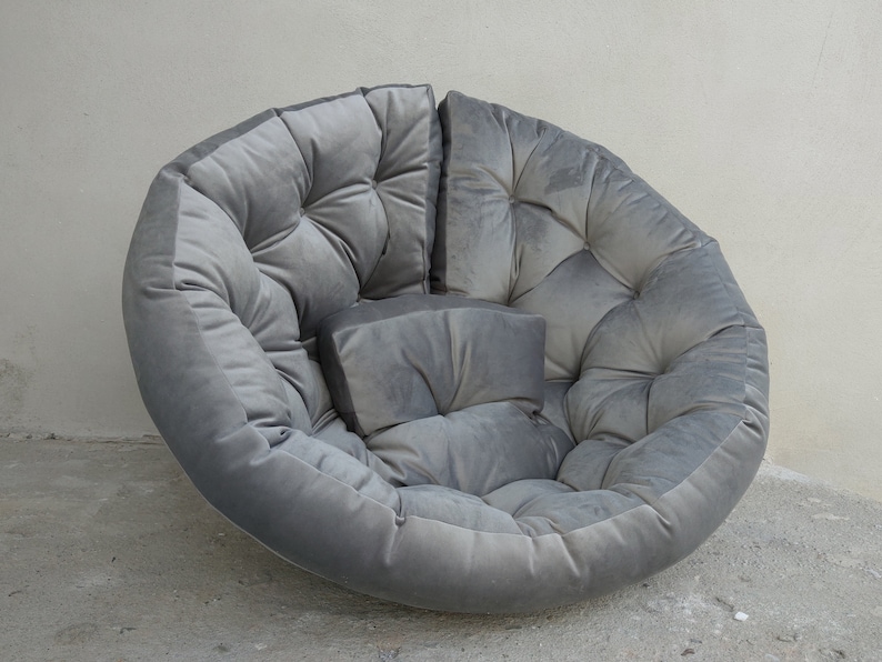 Velvet Futon Floor Cushion: Folding Chair Sofa, Tufted Round Pillow - Etsy