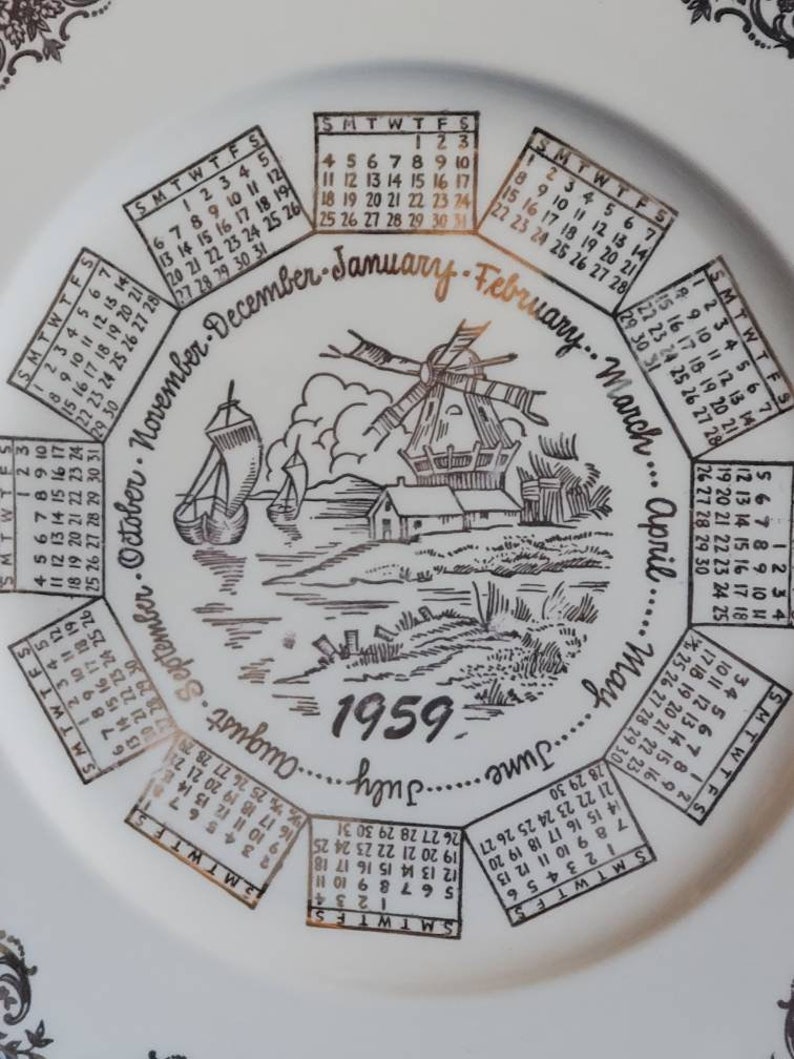 1959 Year Calendar Plate, Taylor Smith USA - Etsy