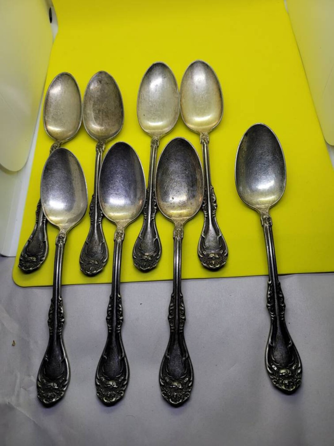Set of 8 Antique Collectible Tea Spoons 6 Wm.a Rogers SXR Silver Plate ...