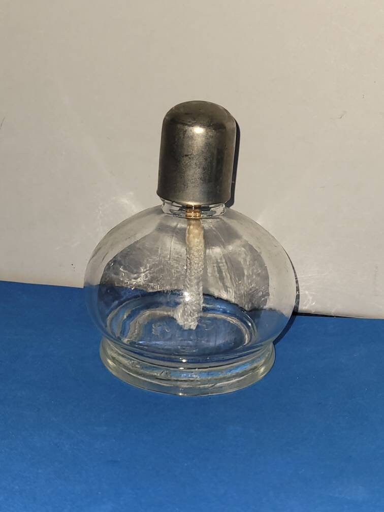 Vintage Small Marked perfect Tabletop Clear Glass Oil Lamp With Lid - Etsy