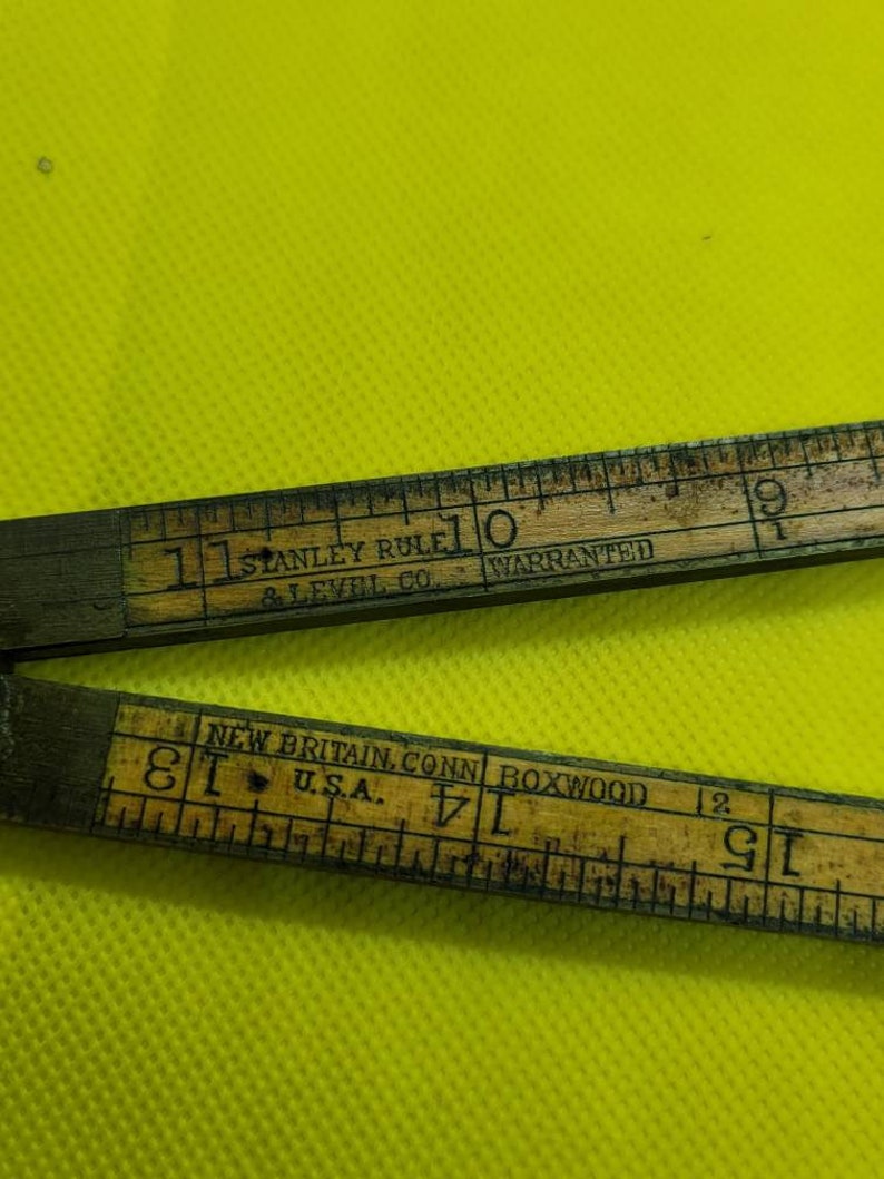 Antique Stanley 24 Inch Folding Ruler Brass and Wood - Etsy