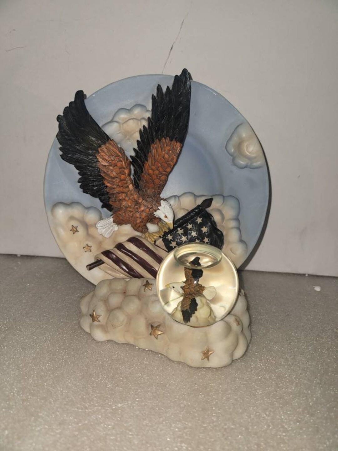 Vintage Bald Eagle Plate W/ Stand and American Flag. - Etsy
