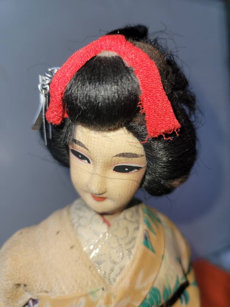 Vintage Japanese Geisha 12 Doll Silk Crepe Kimono Etsy