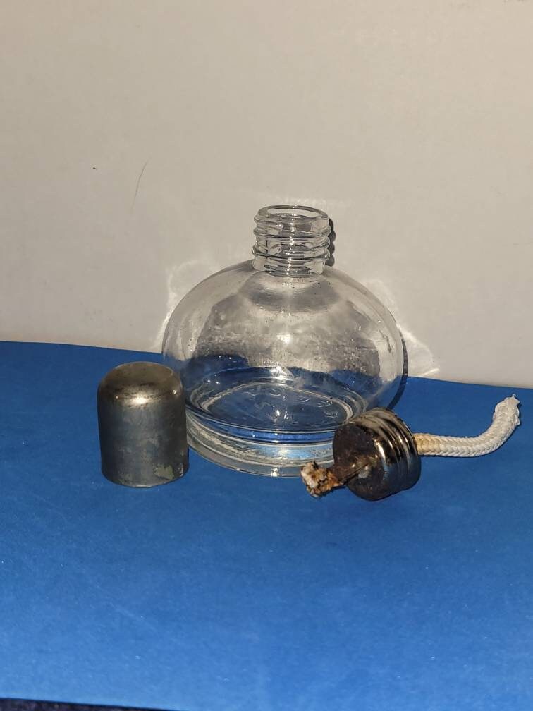 Vintage Small Marked perfect Tabletop Clear Glass Oil Lamp With Lid - Etsy
