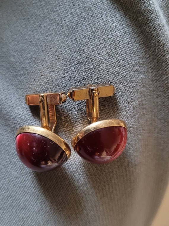 Swank Ruby colored crystal bullet back style cuff lin… - Gem