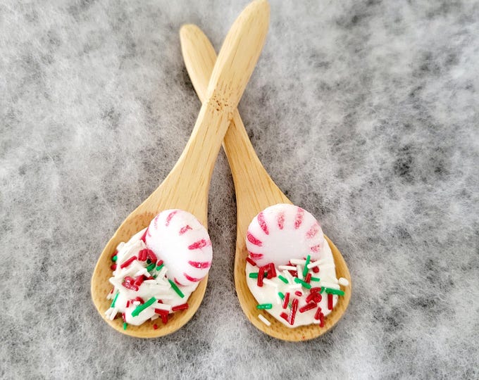 Mini Christmas Faux Peppermint & Sprinkle Spoons - Etsy