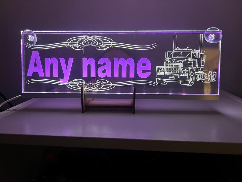 Custom Two-tone LED Truck Name Plate – Personalised Acrylic Light Sign ...