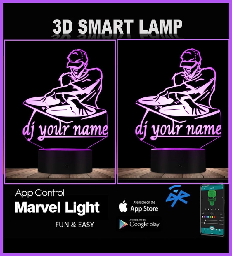 Dj 3d Personalised Smart APP Control Night Light - Etsy