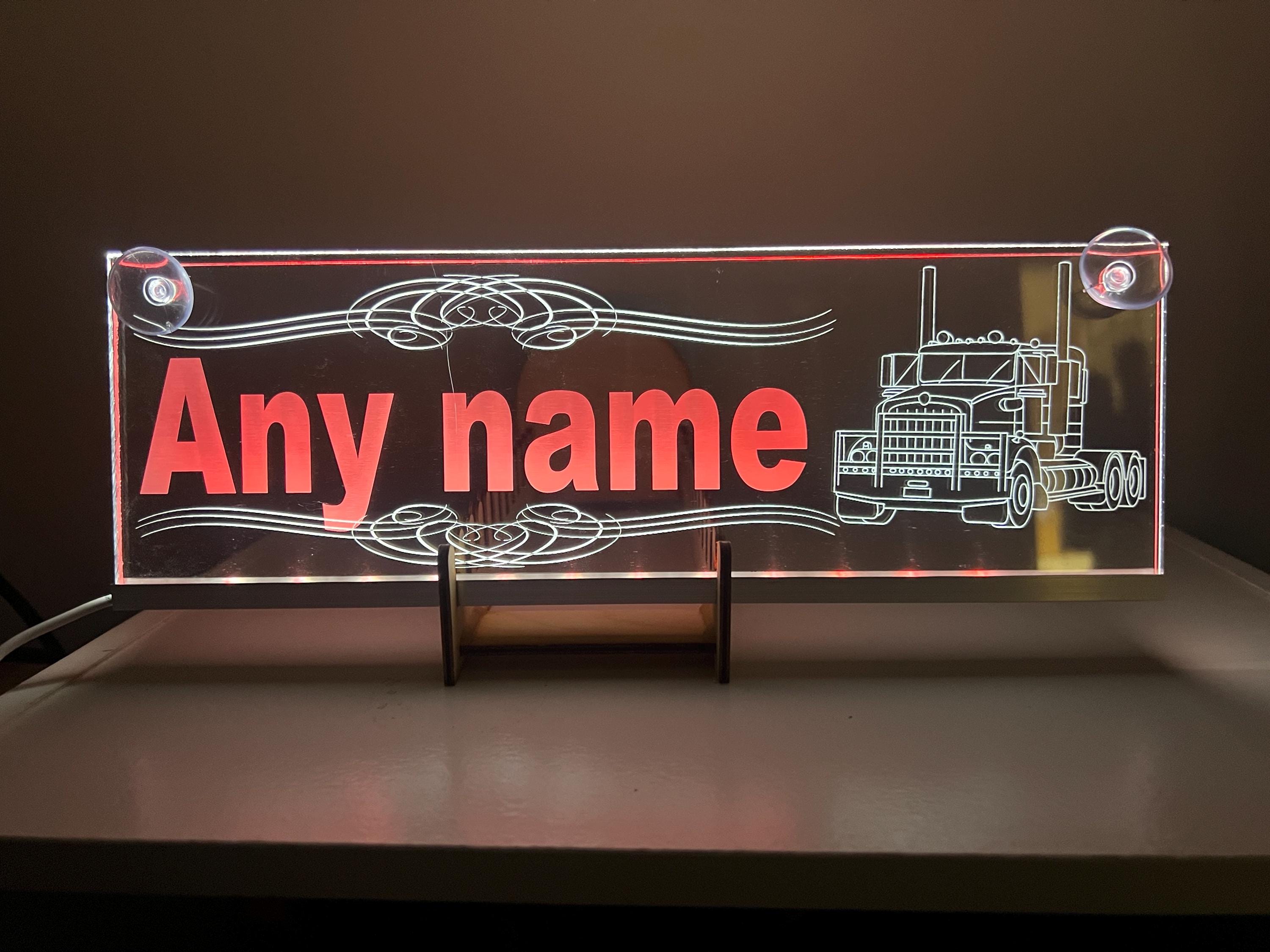 Custom Two-tone LED Truck Name Plate – Personalised Acrylic Light Sign ...