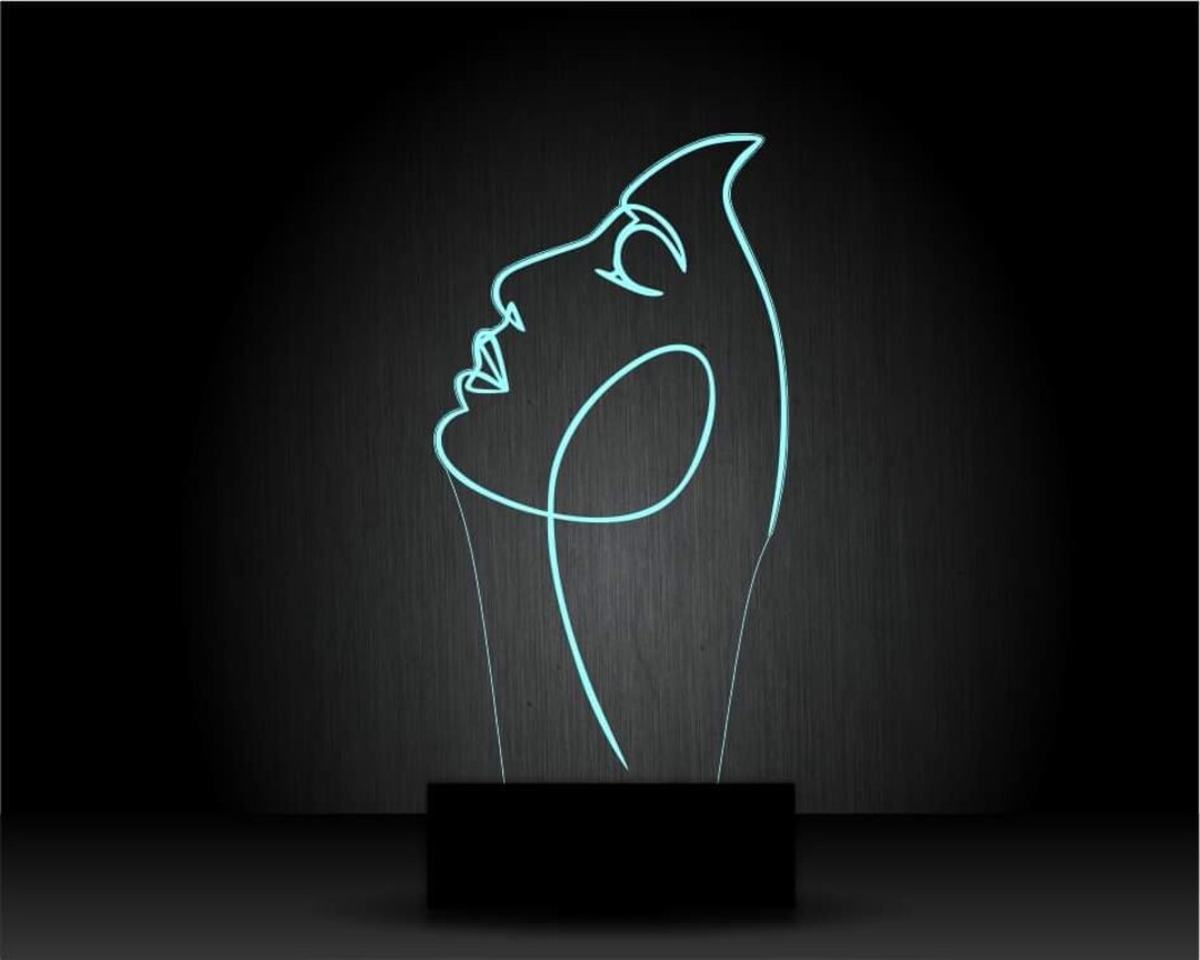 Abstract Face One Line Design 3d Custom Made Smart APP Control Night ...