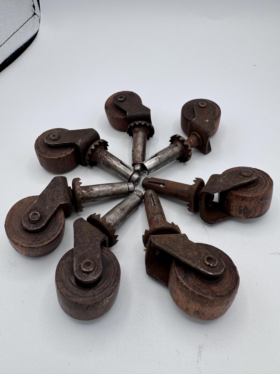 7 Antique Wood Wheel Casters | Late 1800s Furniture Restoration ...