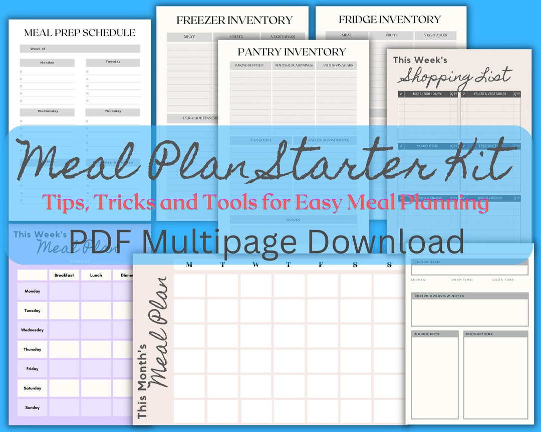 Meal Planning Starter Kit | Healthy Eating, Time Management (PDF) - Etsy