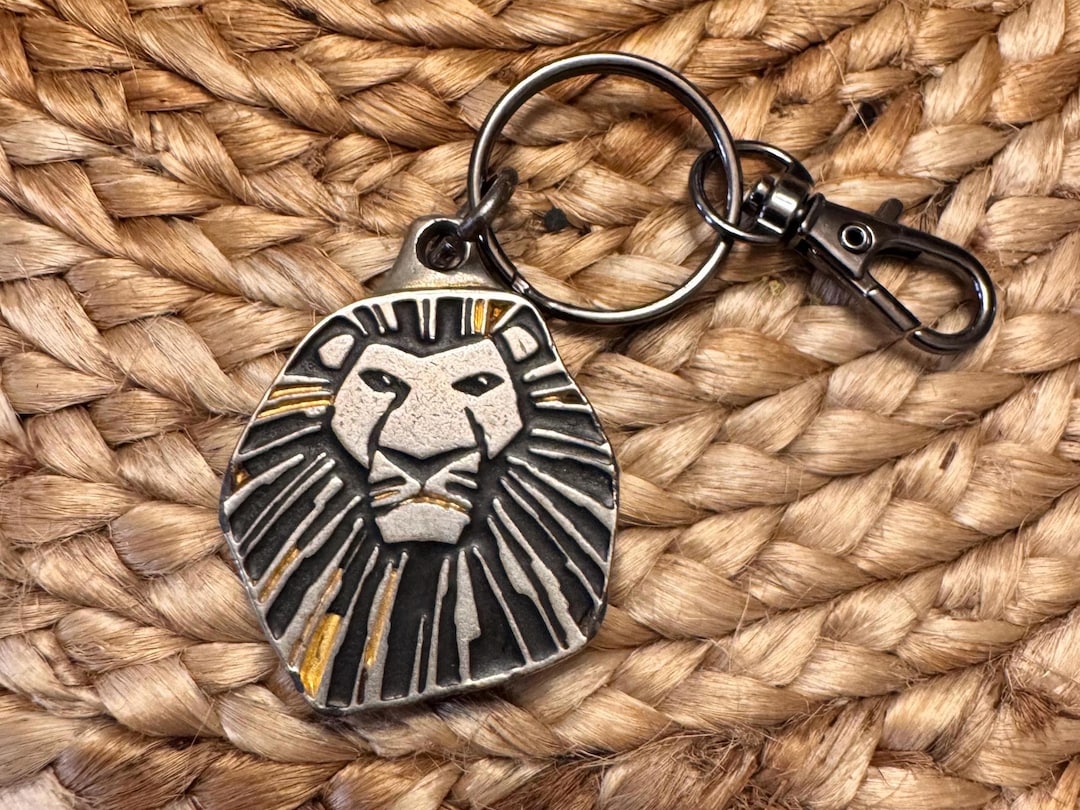 Vintage Lion King Keychain Silver and Black With Gold Highlights 1.5 ...