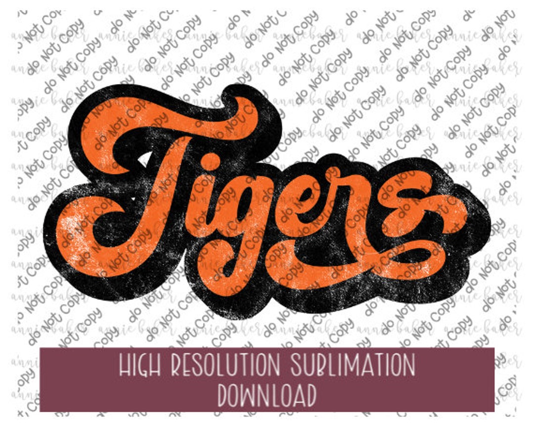 Tigers Orange Black Retro Vintage Distressed PNG - Sublimation Design ...