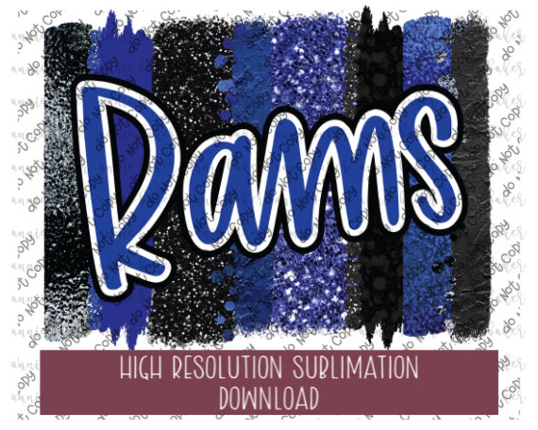 Rams Blue Black Glitter Brushstroke PNG - Ready to Print Sublimation ...