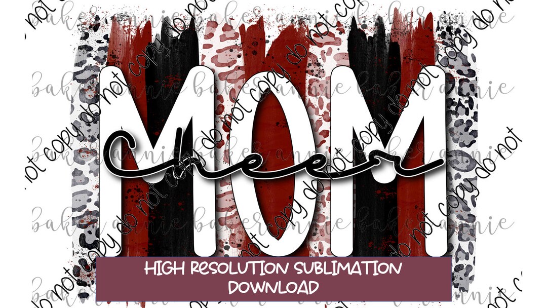 Cheer Mom Maroon Brushstroke PNG - Ready to Print Sublimation Design ...