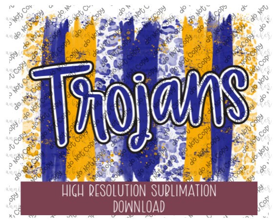 Trojans Blue/gold Brushstroke PNG Ready to Print Sublimation - Etsy