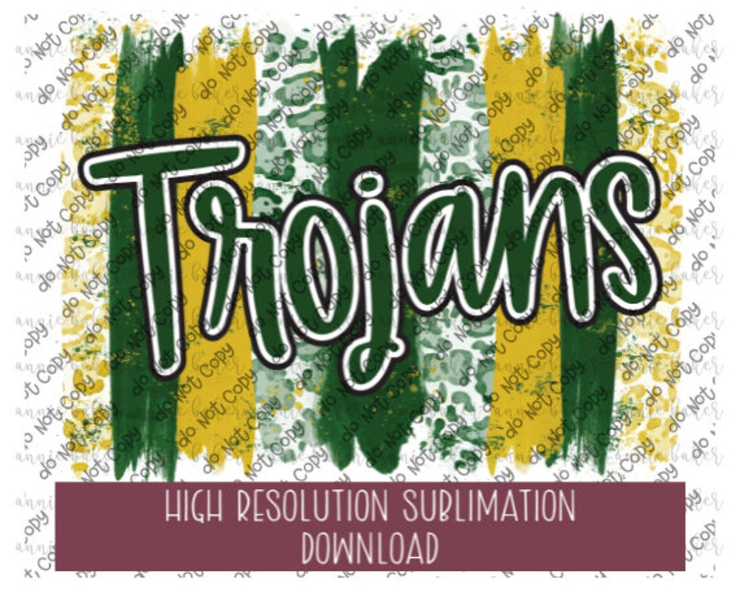 Trojans Green/yellow Brushstroke PNG Ready to Print Sublimation Design ...