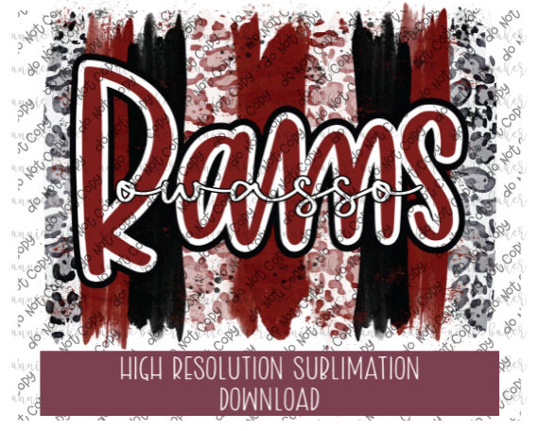 Owasso Rams Maroon Brushstroke PNG - Ready to Print Sublimation Design ...