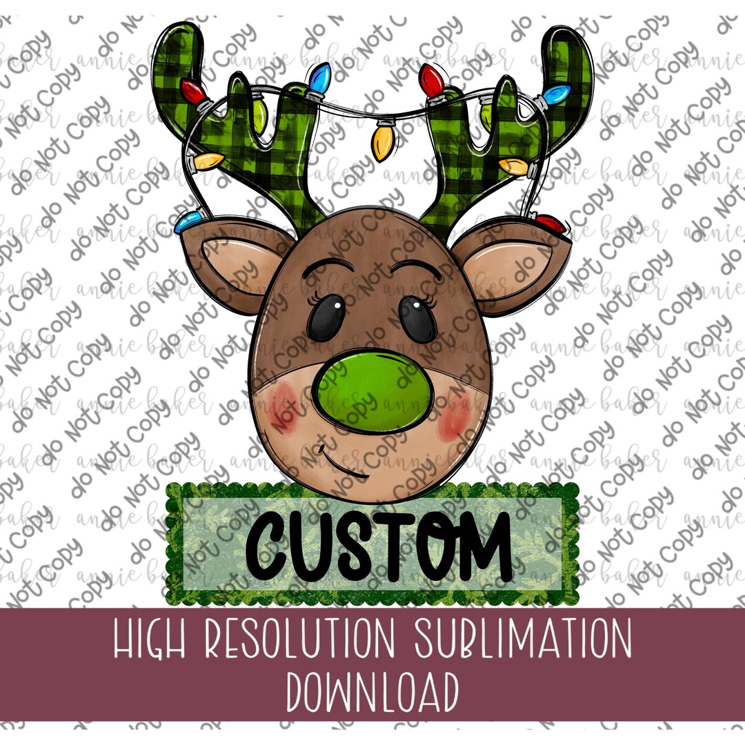 Custom Name Christmas Reindeer Boy PNG - Ready to Print Sublimation ...