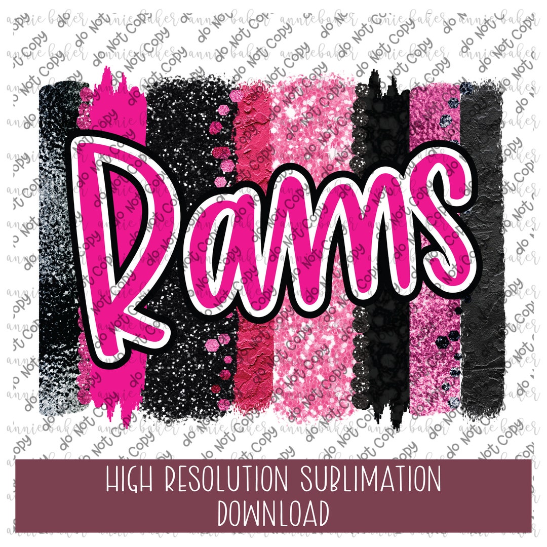 Rams GLITTER Pink Black Brushstroke PNG - Ready to Print Sublimation ...