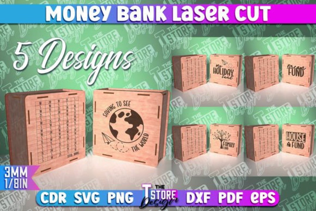 Money Bank Laser Cut Box Laser Cut SVG - Etsy UK